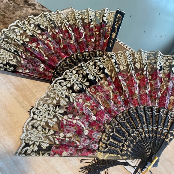 Accessories | New Burgundy Handheld Foldable Fans | Poshmark